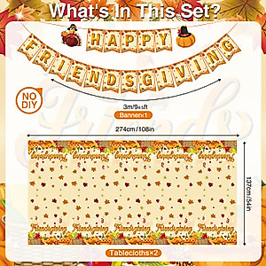 99 Pcs Friendsgiving Party Decorations, Friendsgiving Decorations Tableware Set Includes Happy Friendsgiving Banner, Friendsgiving Tablecloth, Friendsgiving Plates And Napkins Sets for 24 Guests