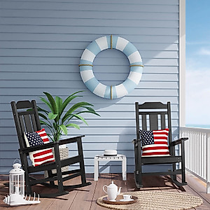 hOmeHua Rocking Chair, All-Weather Oversized Outdoor Indoor Chair, Patio Fade-Resistant Porch Rocker Chair, Durable Smooth Rocking, Comfortable Easy to Assemble, Low Maintain (Black)