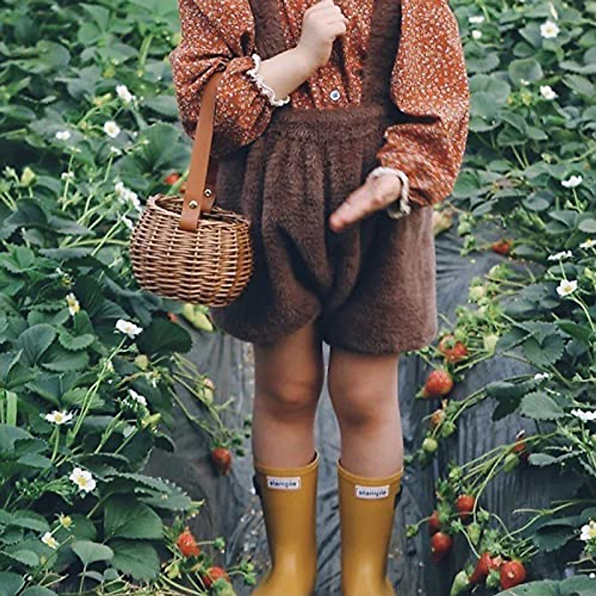 Homeriy Durable and Portable Rattan Basket Outdoor Hanging Basket for Girl Rattan Handwoven Basket with Handle for Candy Fruit Home Garden Decor Photography, 1993544/120006AM47USMNH