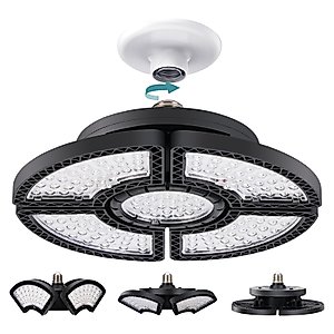 PINSAI LED Garage Light Bulb, 150W 15000 Lumens Super Bright Four Panel Garage Lighting Fixture E26/E27, Screw Into Ceiling Shop Light, Suitable for Garage, Workshop, Attic, Basement