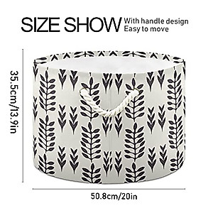 ALAZA Floral Ethnic Leaf Vintage Beige Storage Basket Gift Baskets Large Collapsible Laundry Hamper with Handle, 20x20x14 in