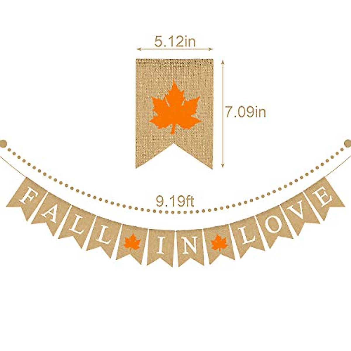 Rainlemon Jute Burlap Fall in Love Banner with Maple Rustic Fall Autumn Wedding Engagement Bridal Shower Garland Decoration