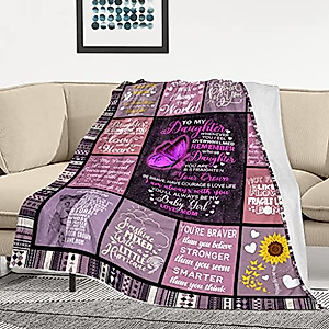 Qubygo to My Daughter Blanket - Gifts for Daughter from Mom,Daughter Birthday Gift from Mom, Birthday Gifts for Daughter, Gift for Daughter Adult, Daughters Gift Ideas Blankets 60”x50”