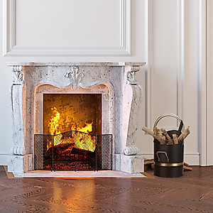 Navaris Fireplace Ash Bucket - Black Metal Bucket with Handle and Shovel for Fire Ash Charcoal and Coal - Home Wood Burner Pit Fireplace Accessories