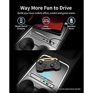JOWUA Mini LED Hub Bar Compatible for 2021-2023 Tesla Model Y & Model 3 USB-C, USB-A,
