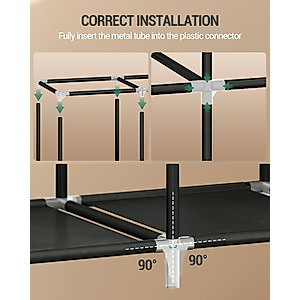 Hzuaneri 35.8 Inch Closet Wardrobe, Clothes Storage Organizer for Hanging Clothes with Cover, 2 Hanging rods, 5 Storage Shelves, Portable Closet for Bedroom 35.8 x 17.7 x 66 inches, Pure Black