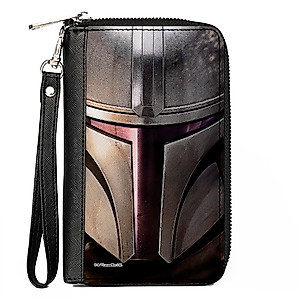 Buckle-Down Women's PU Zip Around Wallet Rectangle-Star Wars The Mandalorian, 7.5"x4.5"