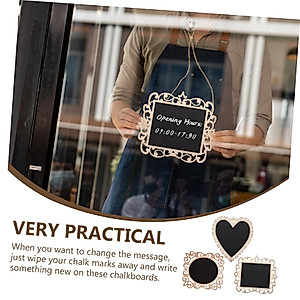 Ciieeo 3pcs Small Blackboard Pendant Wooden Chalkboard Sign Wedding Sign Message Blackboard Woodsy Decor Table Topper Tabletop Chalkboard Sign Hanging Blackboard Sign Price Tags Mini Set