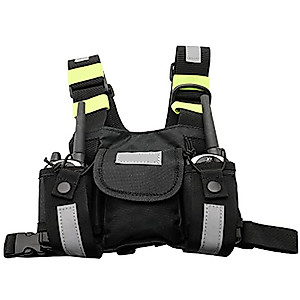 GoodQbuy Universal radio chest harness Rig Bag Pocket Pack Holster Vest Fluorescent green for Two Way Radio Walkie Talkie (Rescue Essentials)