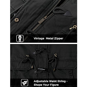 wantdo Women's Warm Thickened Parka Jacket with Removable Hood Black, XL