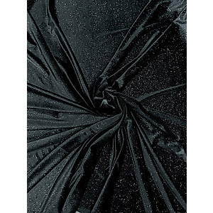 Glitter Velvet Fabric Soft Stretchy Cloth with Shimmers - Perfect for Dressmaking Costumes Upholstery and Christmas Decor 1 Yard of Spandex Fabric for Sewing and Crafts (Black)