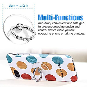 Transparent Phone Ring Holder Grip - EI Sonador Clear Cell Phone Ring Stand Holder Finger Grip Kickstand 360° Rotation, Compatible with Most of Phones, Tablets and Case (2 Silver Diamond)