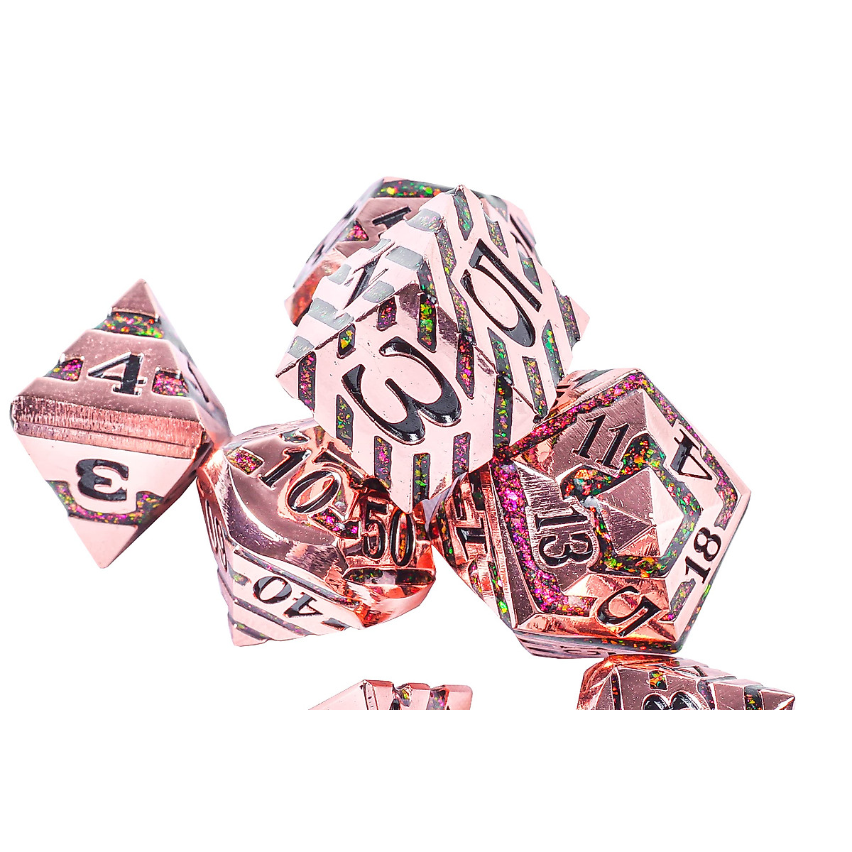 Copper Vein of Magic DND Metal Dice Set for Dungeons and Dragons Gifts, D&D, D and D, Pathfinder, Accessories, D20, Polyhedral, Resin Dice, Metal, Dice Tray, Tower, Bag, Box