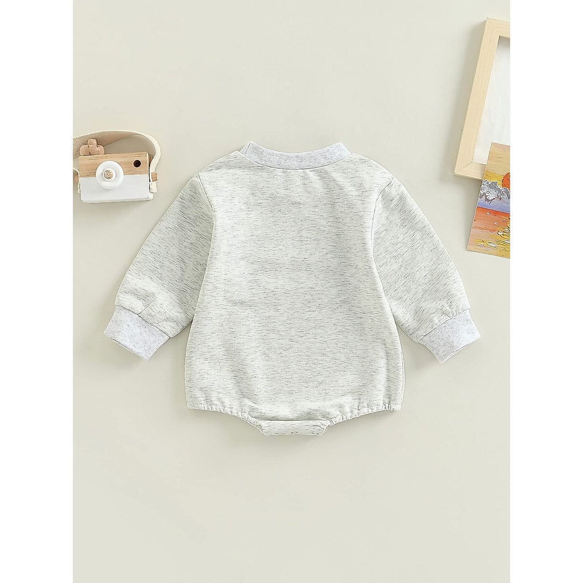 BULINGNA Newborn Infant Baby Boy Girl Sweatshirt Romper Funny Letters Print Long Sleeve One-Piece Bodysuit Fall Clothes (Light Gray, 6-12 Months)