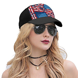Baseball Cap American Flag Adjustable Anti UV Sun Hat Washed Cotton Outdoor Dad Hat for Men Women