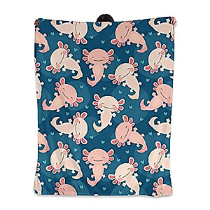 Fleece Blanket Axolotl Throw Blanket - Super Soft Cozy Lightweight Blanket for Couch, Sofa, Bed, Camping, Travel - Microfiber Blanket Gift