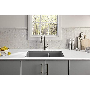 KOHLER 596-VS Simplice Pull Down Kitchen Faucet, High Arch, Vibrant Stainless