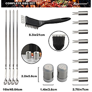 ROMANTICIST 20pc Heavy Duty BBQ Grill Tool Set in Case - The Very Best Grill Gift on Birthday Wedding - Professional BBQ Accessories Set for Outdoor Cooking Camping Grilling Smoking