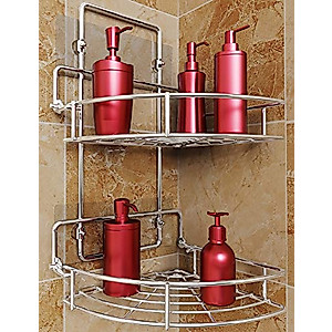Vdomus Strong Shower Caddy 2 Tier Bathroom Corner Shelf Organizer Polished Chrome - No Drilling Needed Shower Shelves Wall Mounted for Bathroom shower Accessories Shower Stand
