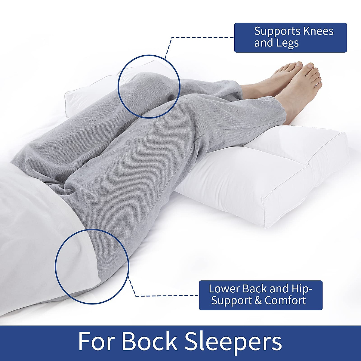 HOMBYS Knee Pillow for Side Sleepers,Down Alternative Between Leg Pillow for Sleeping,Under Knee Pillow for Sleeping on Back,Spine Alignment, Lower Back Pain Relief,Pregnancy Support,4 inch