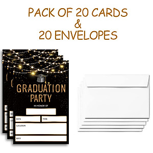 FujLoy 20 Cards with Envelopes, graduation party invitations 2024, 2024 College, High School, University Grad Celebration.（008）