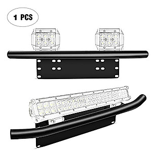 Nilight - 90021B Light Bar Mounting Bracket Front License Plate Frame Bracket Holder for Off-Road Lights LED Work Lamps , 2 Years Warranty
