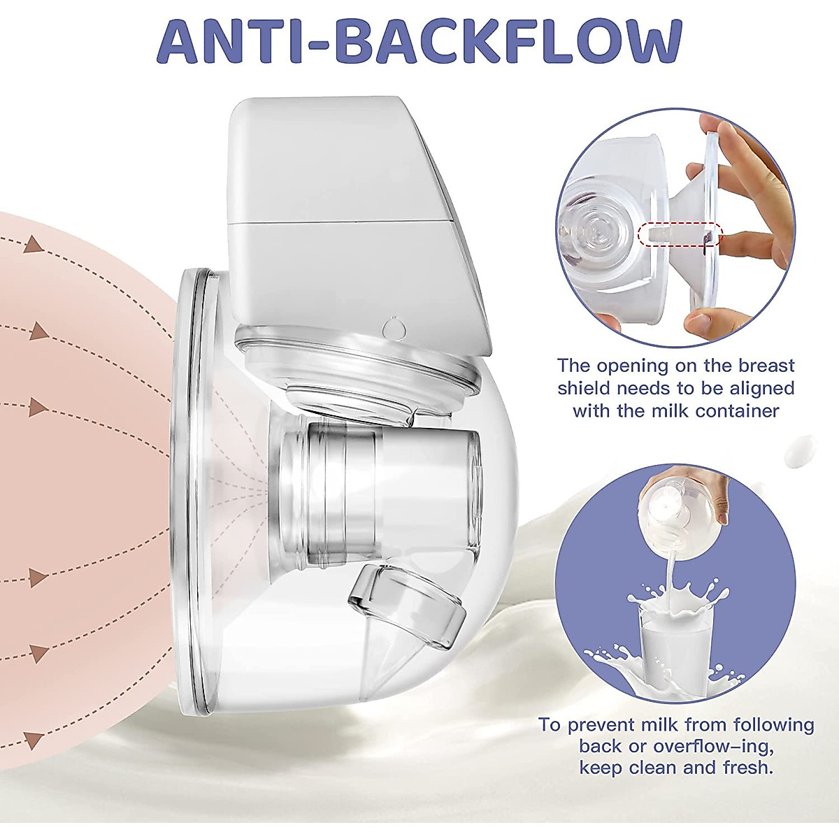 Kompoll Wearable Breast Pump Double Electric Breast Pump 24 mm Hands-Free Breast Pump 2 Mode & 5 Levels Portable Breast Pump Electric Worn in-Bra Wireless Breast Pump Breastfeeding Gray