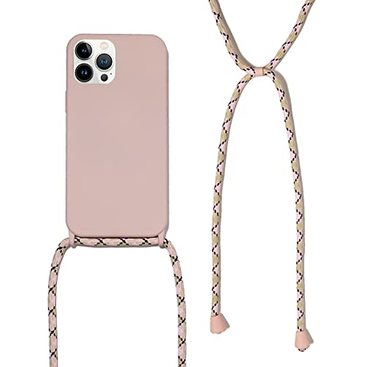 Ecofriendly iPhone 12 and iPhone 12 ProCrossbody Cord Case Leash Hands-Free Adjustable Strap Landyard Shockproof Resistant Cover (Pink)