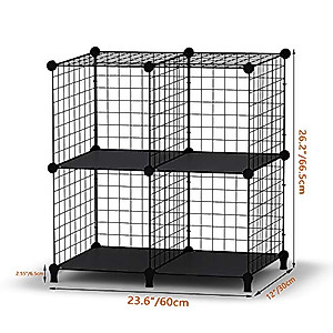 HOMIDEC Wire Cube Storage, Storage Shelves 4 Cube Bookshelf Bookcase Closet Organizer and Storage, Wire Storage Shelves Multi-Use DIY Storage Cube Shelf for Books, Toys, Clothes, Tools