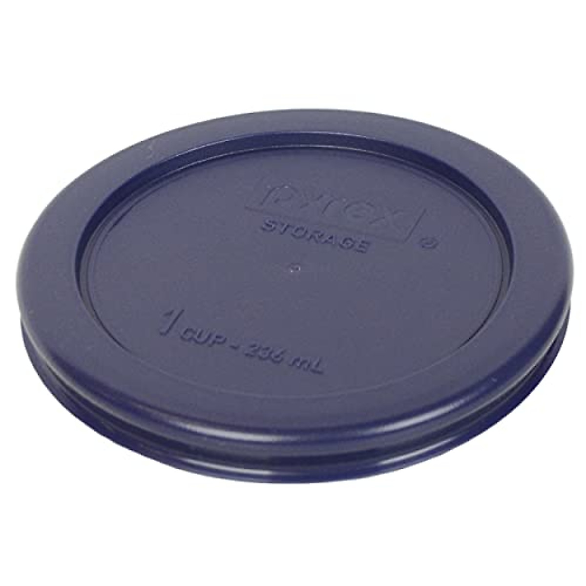 Pyrex (4) 7202 1-Cup Glass Bowls & (4) Pyrex 7202-PC 1-Cup Dark Blue Lids