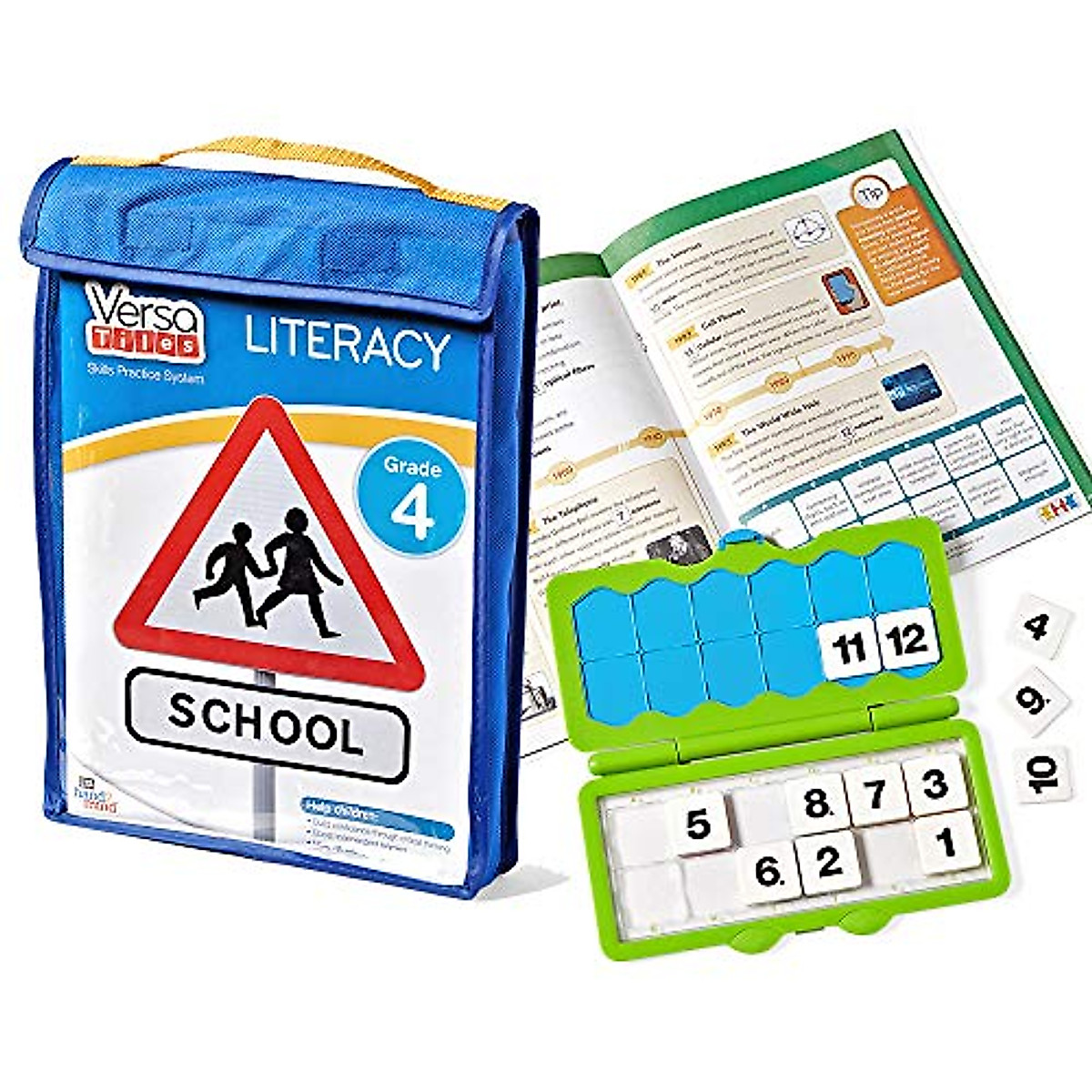 hand2mind VersaTiles Reading Practice Take Along Set for Fourth Grade, Self-Check Workbook, Homeschooling Games, Case Included, Homeschool Curriculum, 4th Grade Reading Workbooks, Homeshool Supplies