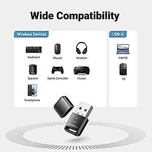 UGREEN Bluetooth Adapter for PC, 5.3 Bluetooth Dongle, Plug & Play for Windows 11/10/8.1, Bluetooth Transmitter & Receiver for Keyboard/Mouse/Headphone/Speakers/Printer