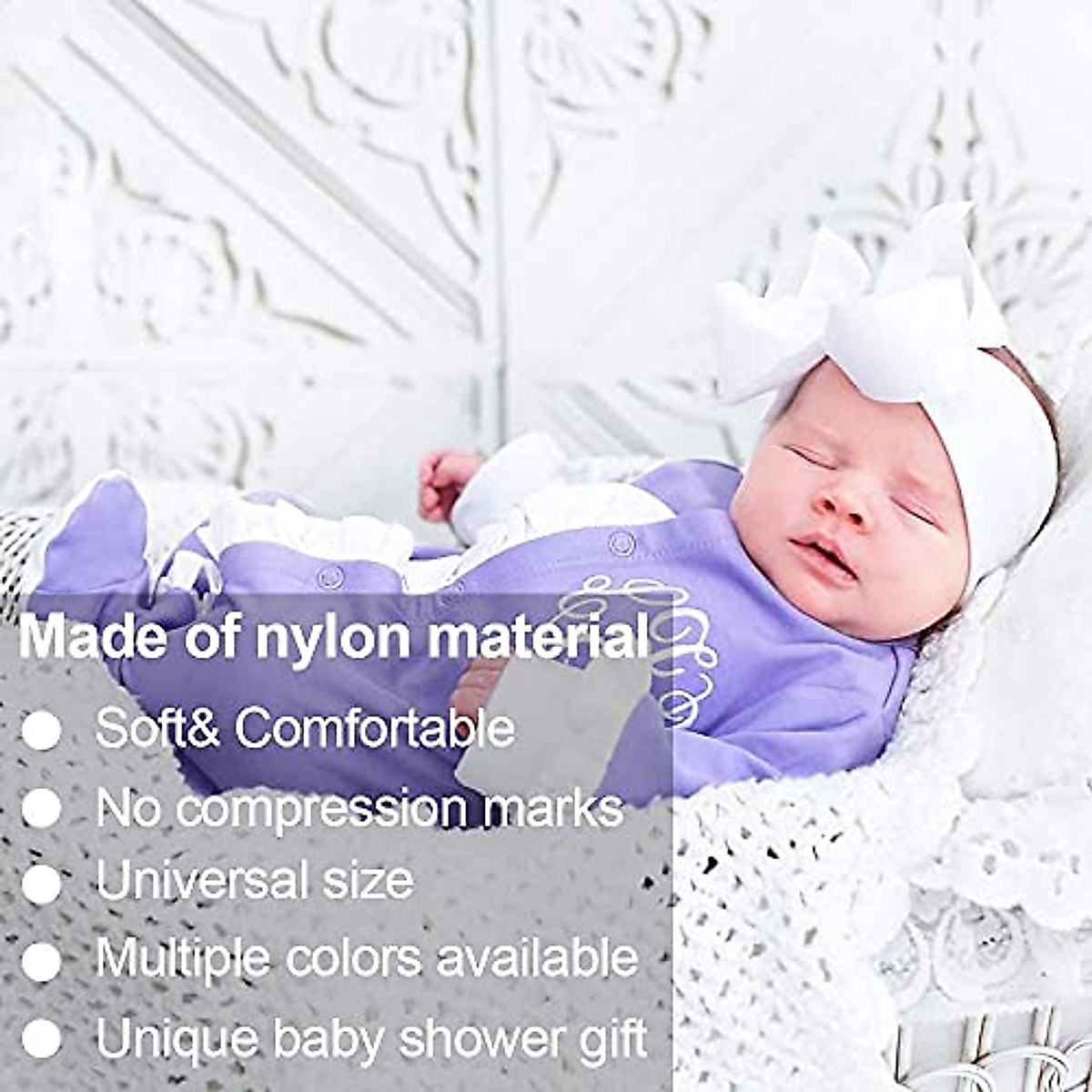 Makone 6PCS Nylon Headbands for Baby Girl, Handmade Hairbands with Bows Stretchy 5.5 inch Hair Bow for Kids Toddlers Infants Newborn