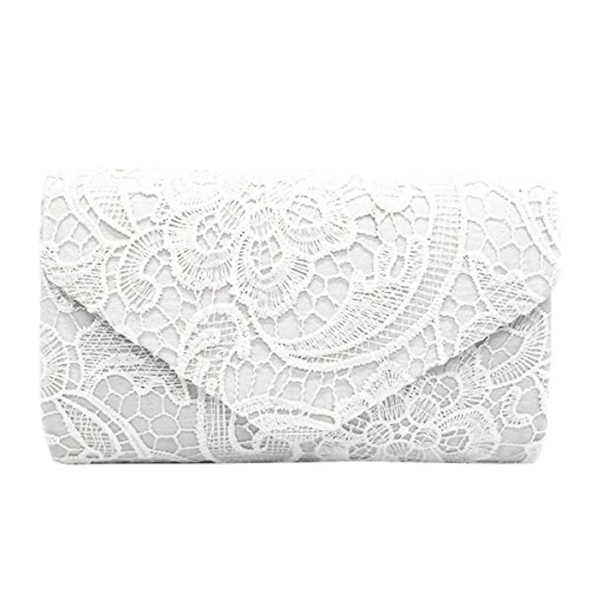 Clutch Purse Handbag Evening Bag Lace Messenger Bag Wedding Party Bag (White)