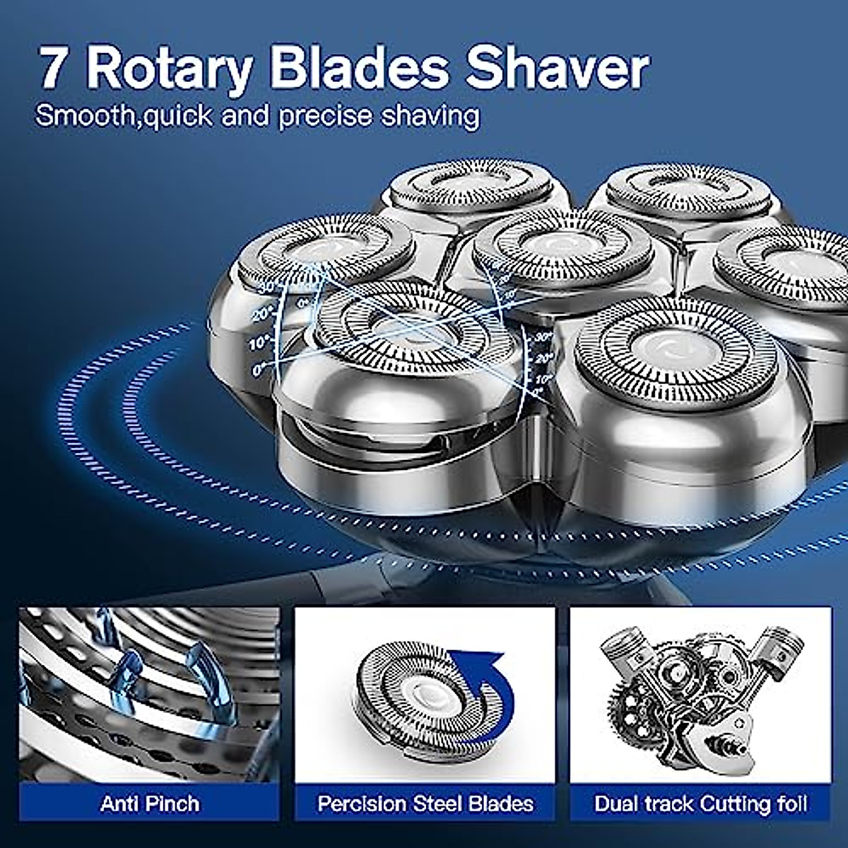 Mr.wintek Magnetic Head Shavers for Bald Men, 5-in-1 Electric Razor IPX5 Waterproof for Men, Cordless Electric Head Shavers with Beard Nose Hair Trimmer, Grooming Kit with LED Display