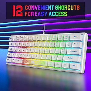 Ajazz K61 60% Percent Keyboard,RGB Backlit Wired Compact Mechanical Feeling Gaming Keyboard with Quick Quiet Typing,19 Anti-Ghosting Keys Membrane USB Cable for Windows Laptop PC Mac.