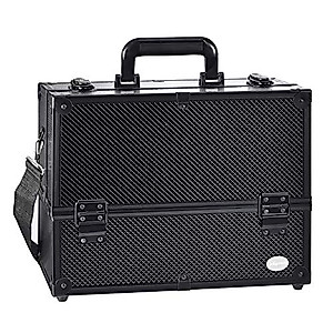Joligrace Makeup Train Case Professional Adjustable - 6 Trays Cosmetic Cases Makeup Storage Organizer Box with Lock and Compartments 14 Inch Large Black