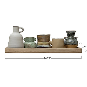 Creative Co-Op Mango Wood Tray with 3 Vases and 2 Planters, Multicolor Reactive Glaze, Set of 6