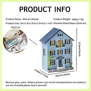 DIY Miniature Wooden Dollhouse Furniture Kit,Mini Handmade Doll House with LED,1:24 Scale Creative Woodcrafts Toys for Adult Friend Lover Birthday Gift (MoLan House)