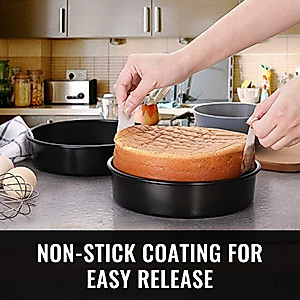 HIWARE 6 Inch Cake Pans Set of 4, Nonstick Round Cake Pans with 120 Pieces Parchment Paper, Dishwasher Safe