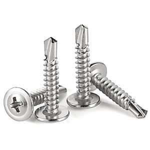 #10 x 2 Wafer Head Self Drilling Screws, Self Tapping Screws Sheet Metal Screws, Stainless Steel, Pack of 50