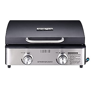 Monument Grills Portable Table Top Griddle, Flat Top Propane Gas Grill Griddle 22 inch 2-Burner 15,000 BTUs 312 sq. in. for Outdoor Cooking Camping, Black