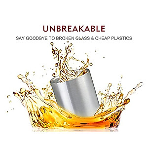 ale pomos Whiskey Glass Set of 2 Stainless Steel, Bourbon Glasses,Double Walled Whiskey Tumbler,Unbreakable 10oz Old Fashioned Glass, Whiskey Gifts for Men or Whiskey Lover…