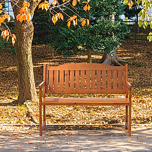 Choosilay Outdoor Garden Bench Weatherproof, 2-Person Poly Lumber Patio Porch Bench, All-Weather Solid Wood Park Bench for Poolside Balcony, 47.4" W x 20.6" D x 36.2" H