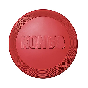 KONG Flyer - Durable Dog Toy for Outdoor Playtime - Natural Rubber Flying Disc, Dog Toy for Fetch - Safer Disc for Healthy Activity - for Small Dogs