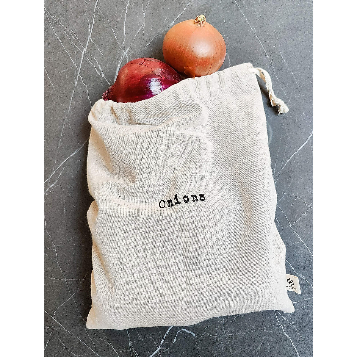 Montecito Home - 100% Linen Onion and Potato Linen Bags, Potato Sacks, Potato Keeper, Washable Storage Bags, Storage For Pantry- Combo Set - Two 15"x12" Farmhouse Artisan Linen Bags - White