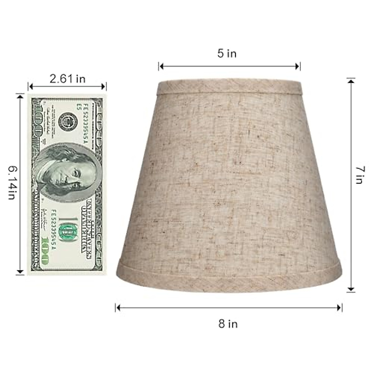 Double Small Lamp Shade Clip On Bulb Set of 2 for Candelabra Bulbs, ALUCSET Barrel Fabric Lampshade for Table Chandelier Wall Lamp 5x8x7 Inch 2Pcs (White/Brown)