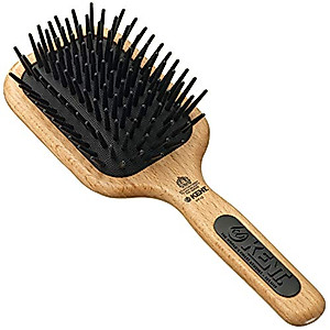 Kent PF19 Beechwood Cushion Paddle Brush - Scalp Massager and Detangler Brush - The Hair Brush for Thick Hair - Scalp Massager Hair Growth Stimulator - Hair Detangler Brush and Curly Hair Brush