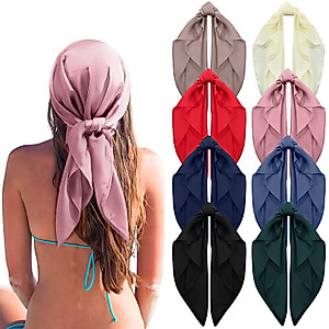 Zhanmai 8 Pcs 27.5 x 27.5 Inch Square Satin Head Scarves Women Silk Bandana Hair Scarves Hair Wrap Neck Scarf for Sleeping (Mixed Colors,Stylish)