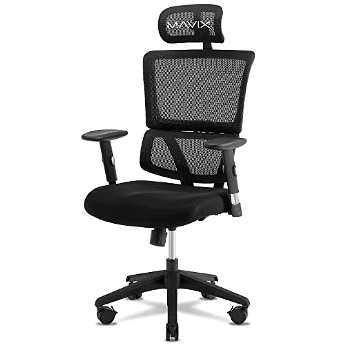 MAVIX M4 Gaming Chair: 19.5” Mesh Seat, DVL, Fixed Back Recline - Airy Comfort/Responsive Support/Adjustable Features for Gamers (Black)